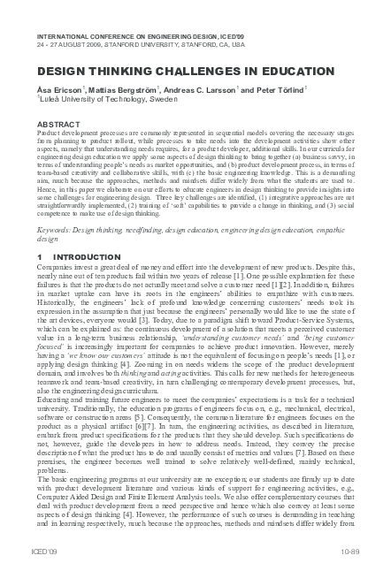 (PDF) Design thinking challenges in education