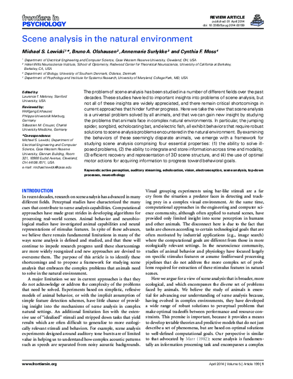 (PDF) Scene analysis in the natural environment