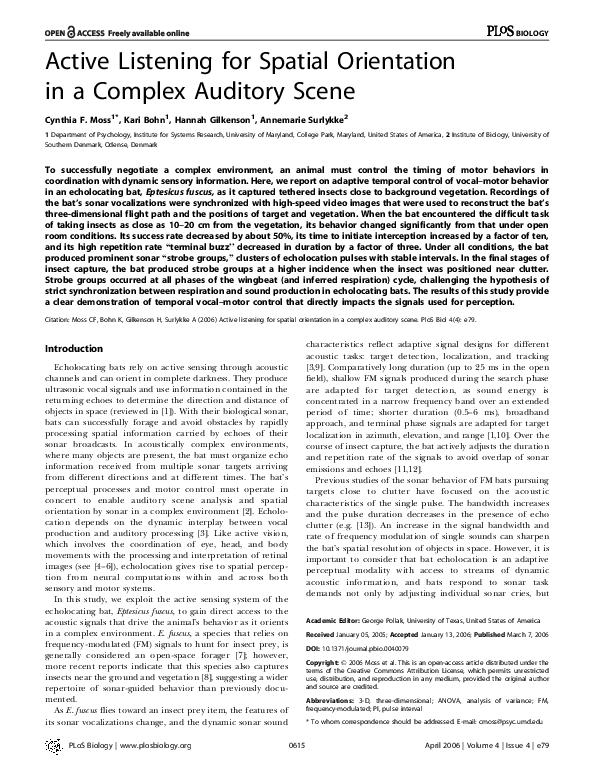 (PDF) Active Listening for Spatial Orientation in a Complex Auditory Scene