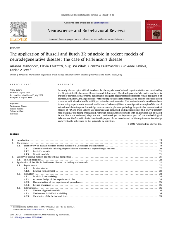 (PDF) The application of Russell and Burch 3R principle in rodent ...