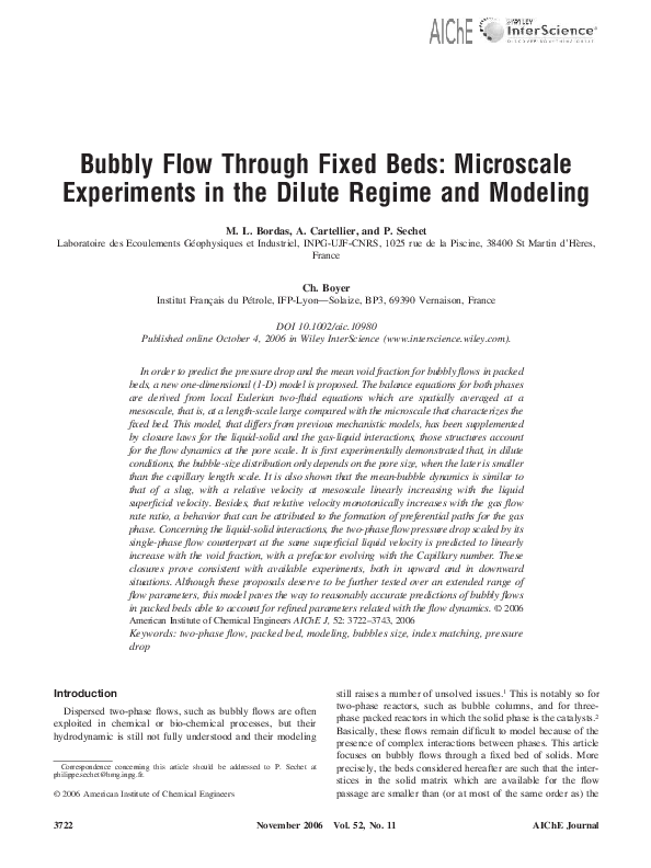(PDF) Bubbly Flow Through Fixed Beds: Microscale Experiments in the ...