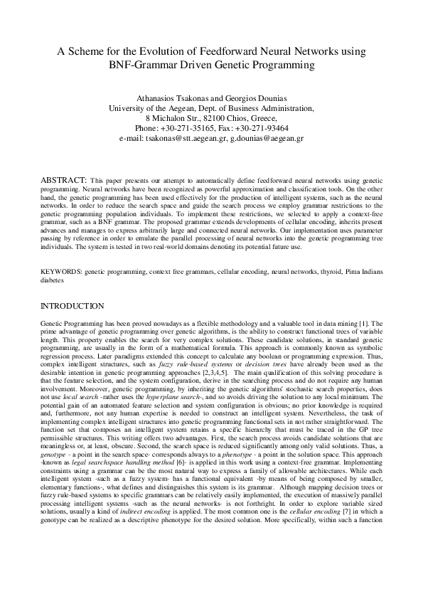 (PDF) … scheme for the evolution of feedforward neural networks using ...