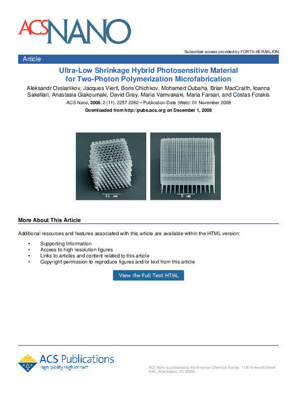 (PDF) Ultra-Low Shrinkage Hybrid Photosensitive Material for Two-Photon ...