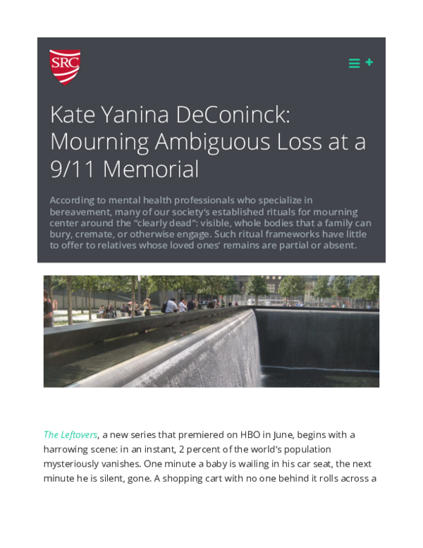 (PDF) Mourning Ambiguous Loss at a 9/11 Memorial