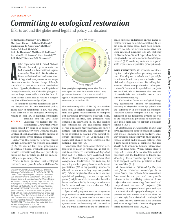(PDF) Committing to ecological restoration