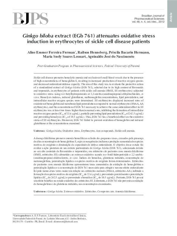 (PDF) Ginkgo biloba extract (EGb 761) attenuates oxidative stress ...