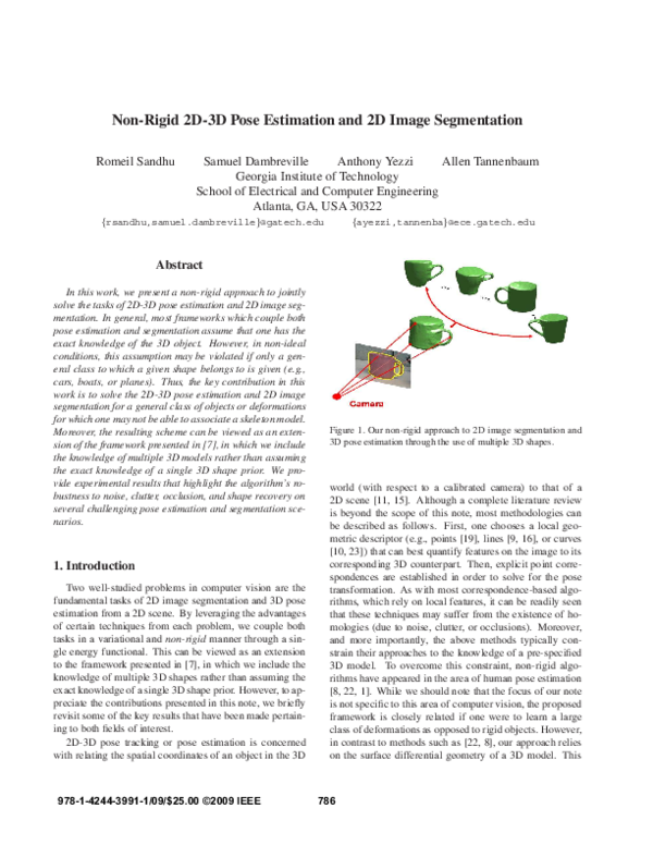 (PDF) Non-rigid 2D-3D pose estimation and 2D image segmentation
