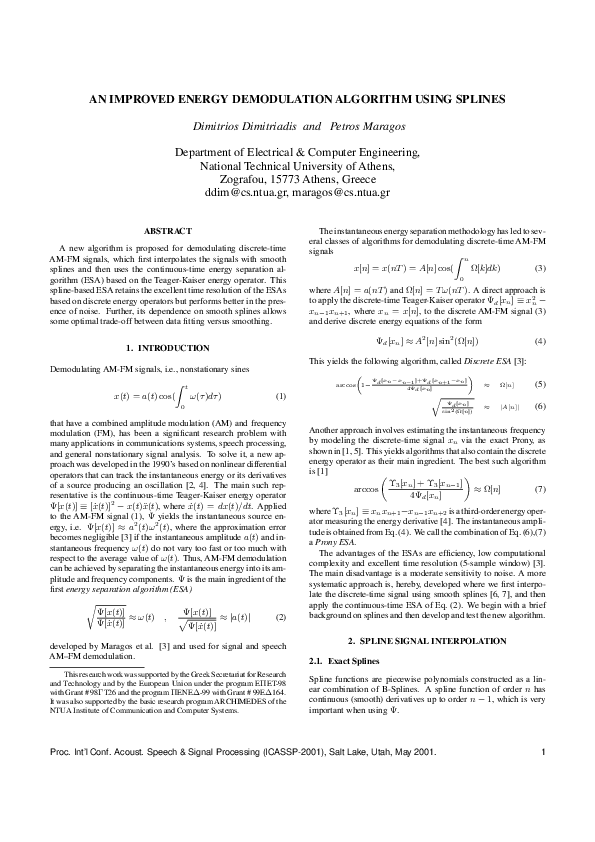 (PDF) An improved energy demodulation algorithm using splines
