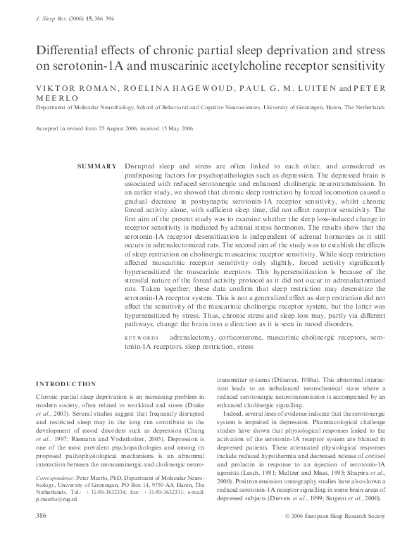 (PDF) Differential effects of chronic partial sleep deprivation and ...