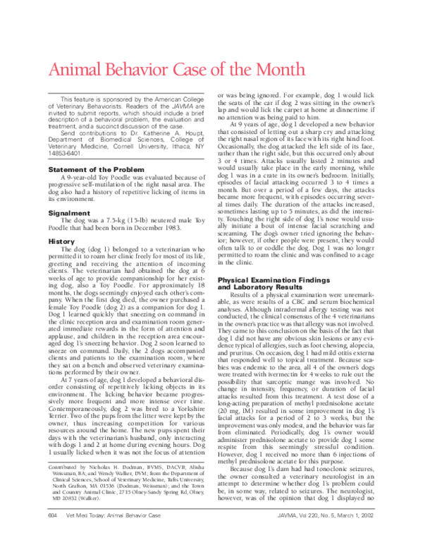 (PDF) Animal behavior case of the month. Attention-getting behavior
