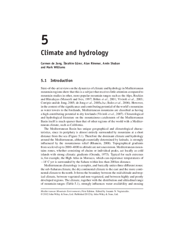 (PDF) Climate and Hydrology