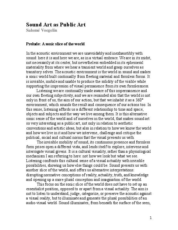 (DOC) Sound Art as Public Art