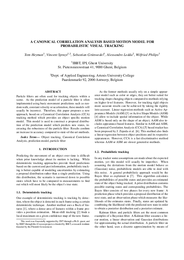 (PDF) CCA-Based Motion Model for Visual Tracking (PDF) CCA-Based Motion Model for Visual Tracking