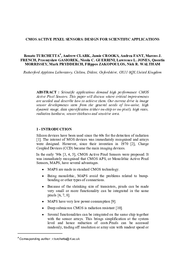 (PDF) CMOS Active Pixel Sensors: Design For Scientific Applications