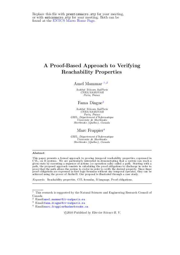 (PDF) A proof-based approach to verifying reachability properties | Amel Mammar - Academia.edu