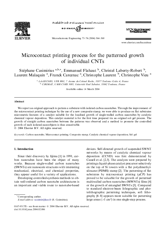 (PDF) Microcontact printing process for the patterned growth of ...