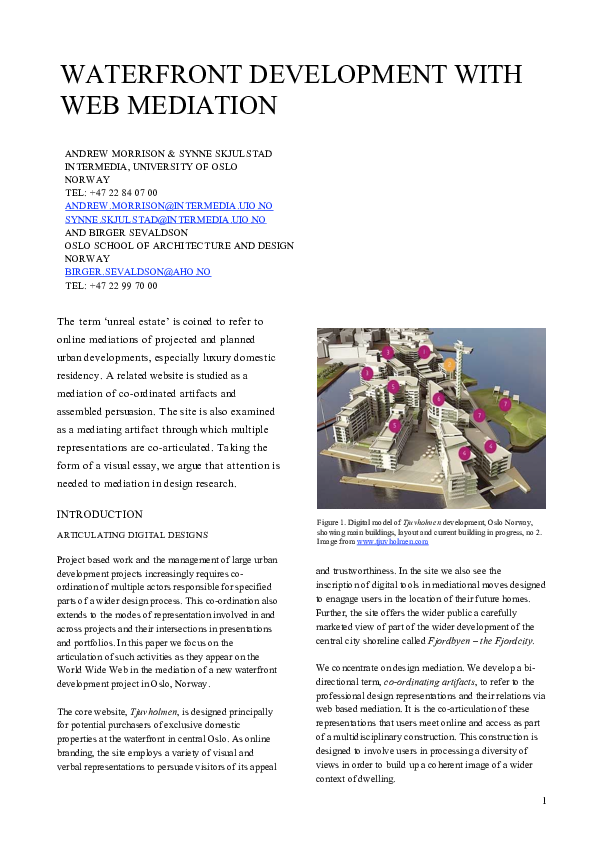 (PDF) WATERFRONT DEVELOPMENT WITH WEB MEDIATION