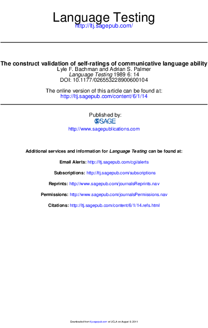 (PDF) The construct validation of self-ratings of communicative ...