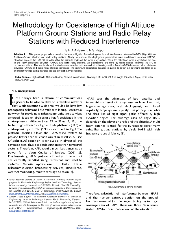 (PDF) Methodology for Coexistence of High Altitude Platform Ground ...