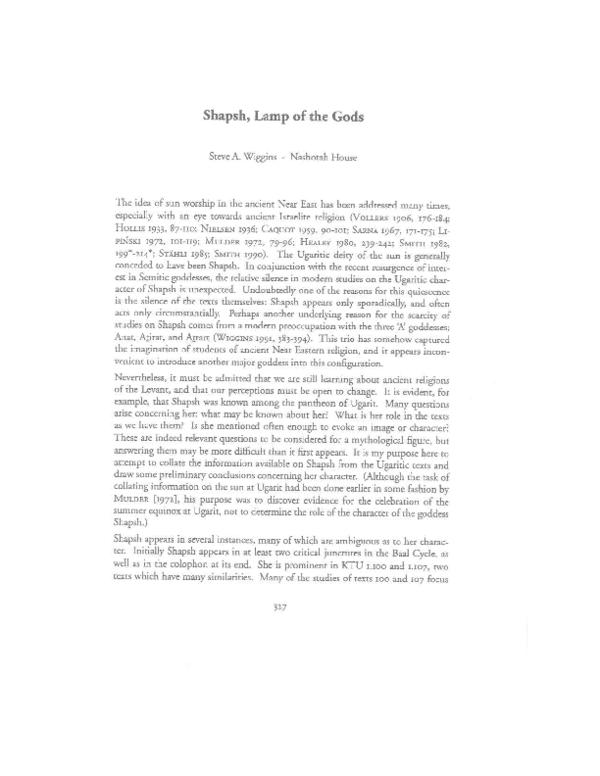 (PDF) Shapsh, Lamp of the Gods