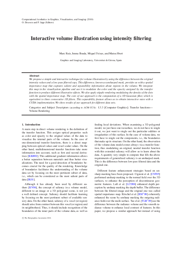 (PDF) Interactive Volume Illustration Using Intensity Filtering