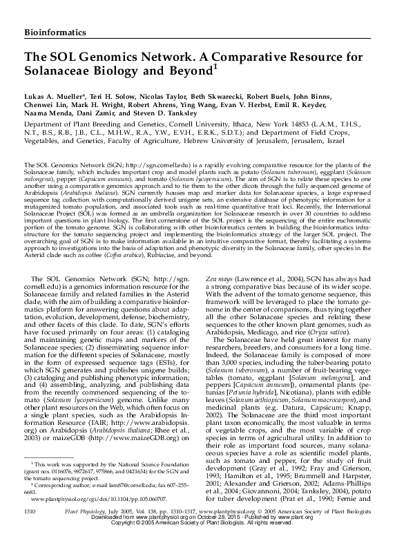 (PDF) The SOL Genomics Network. A Comparative Resource for Solanaceae Biology and Beyond