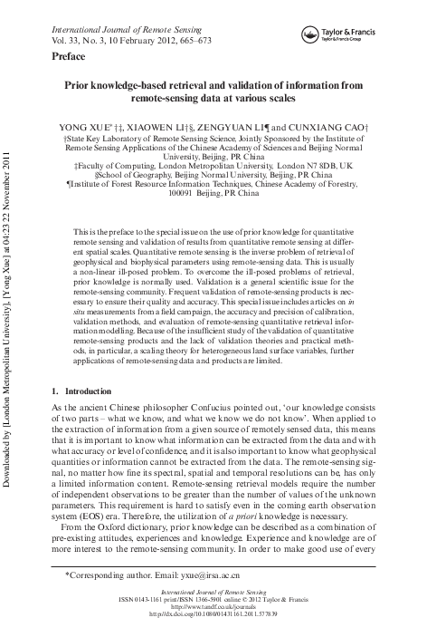 (PDF) Prior knowledge-based retrieval and validation of information from remote-sensing data at ...