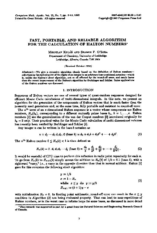 (PDF) Fast, portable, and reliable algorithm for the calculation of ...