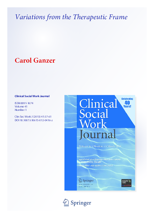 (PDF) Variations from the Therapeutic Frame