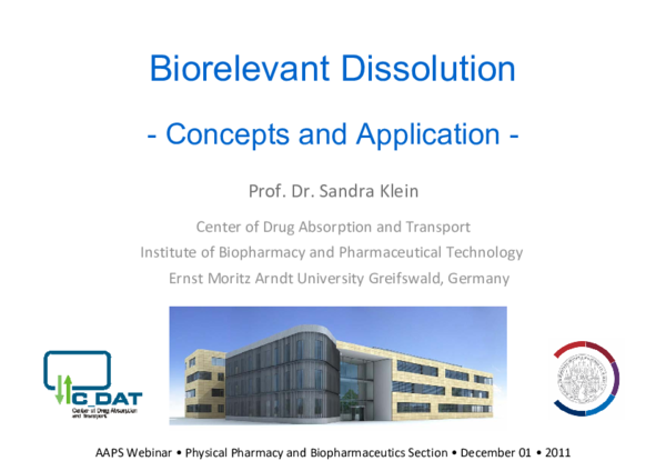 (PDF) Microsoft PowerPoint - Biorelevant dissolution Sandra Klein ...