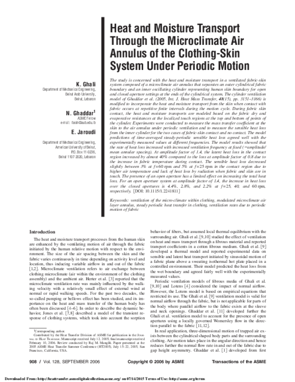 (PDF) Heat and Moisture Transport Through the Microclimate Air Annulus ...