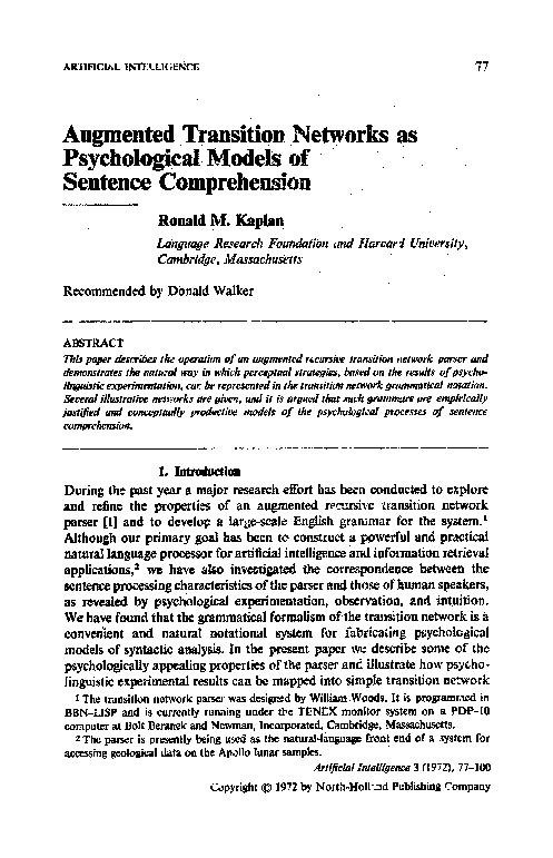 (PDF) Augmented transition networks as psychological models of sentence ...