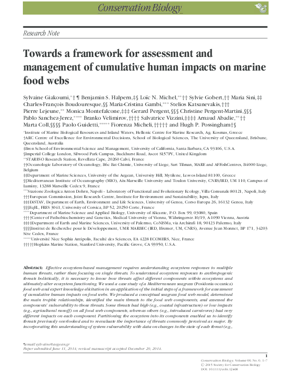 (PDF) Towards a framework for assessment and management of cumulative ...