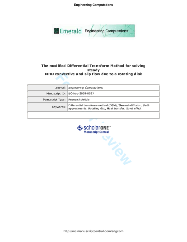 Pdf The Modified Differential Transform Method For Solving Mhd Boundary Layer Equations