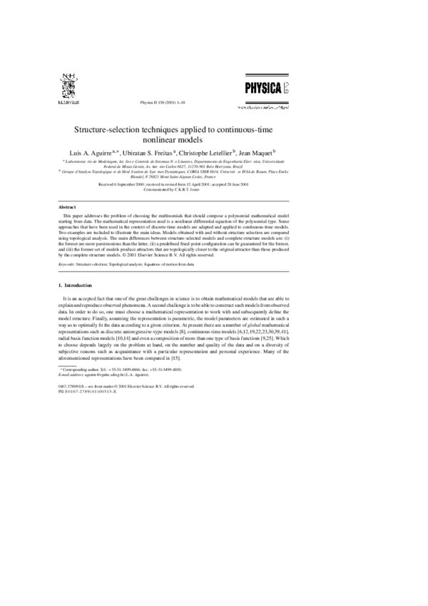 Pdf Structure Selection Techniques Applied To Continuous Time