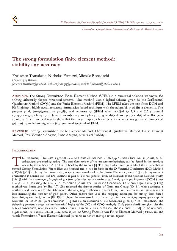 (PDF) The strong formulation finite element method: Stability and accuracy