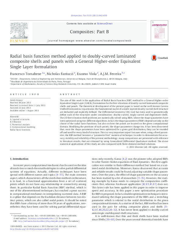 (PDF) Radial basis function method applied to doubly-curved laminated composite shells and ...