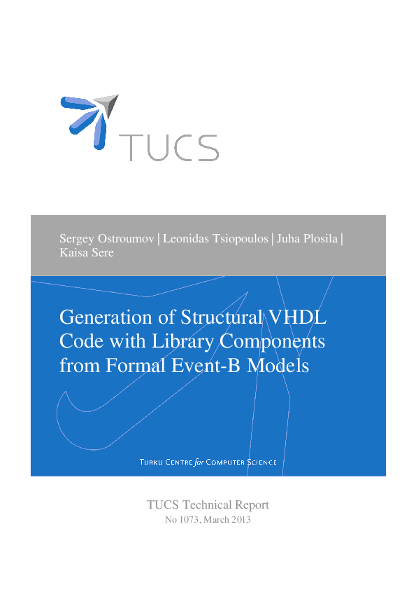 (PDF) Generation of Structural VHDL Code with Library Components from Formal Event-B Models