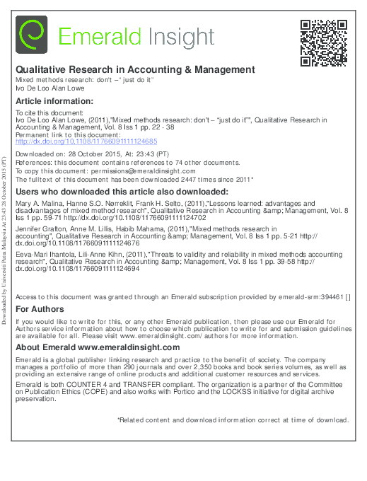 (PDF) Qualitative Research in Accounting & Management