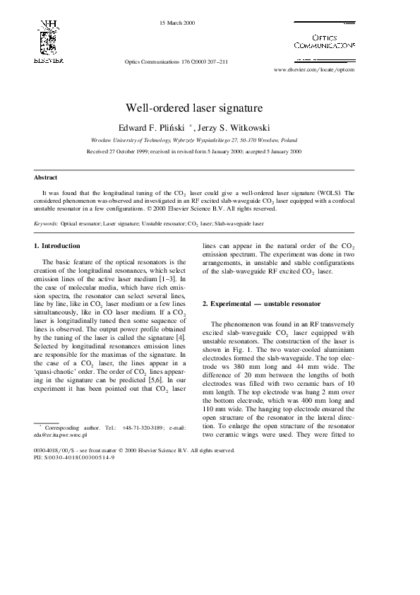 (PDF) Well-ordered laser signature | jerzy witkowski - Academia.edu