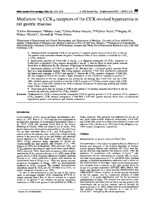 (PDF) Mediation by CCKB receptors of the CCK-evoked hyperaemia in rat ...