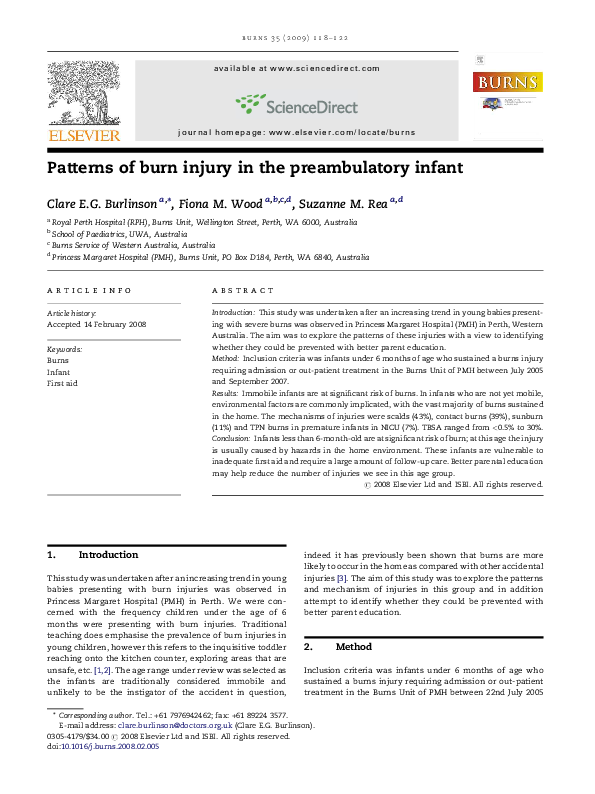 (PDF) Patterns of burn injury in the preambulatory infant