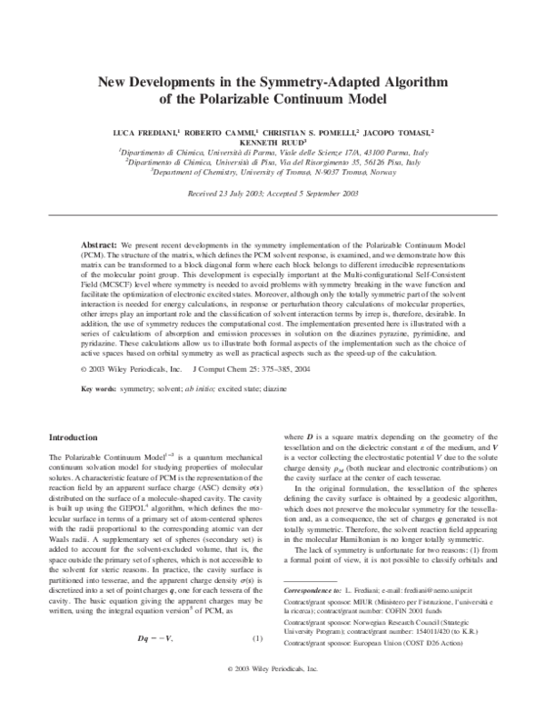 Pdf New Developments In The Symmetry Adapted Algorithm Of The
