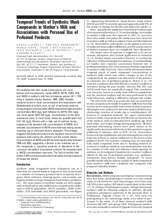 (PDF) Temporal Trends of Synthetic Musk Compounds in Mother′s Milk and ...