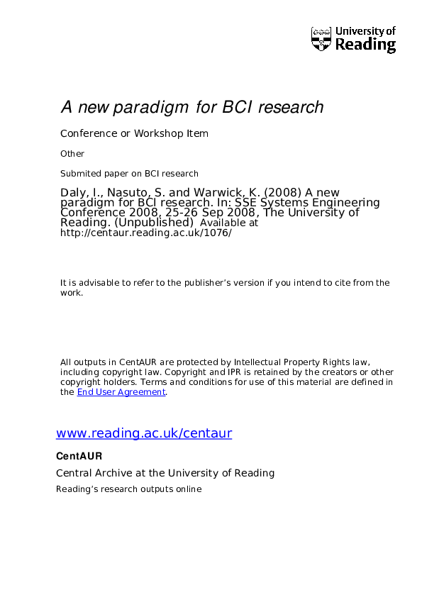 (PDF) A new paradigm for BCI research