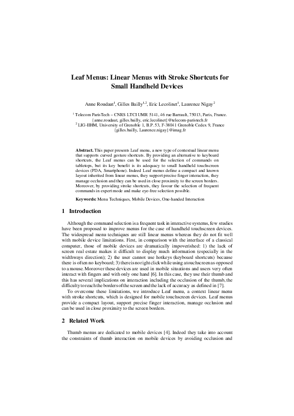 (PDF) Leaf Menus: Linear Menus with Stroke Shortcuts for Small Handheld ...