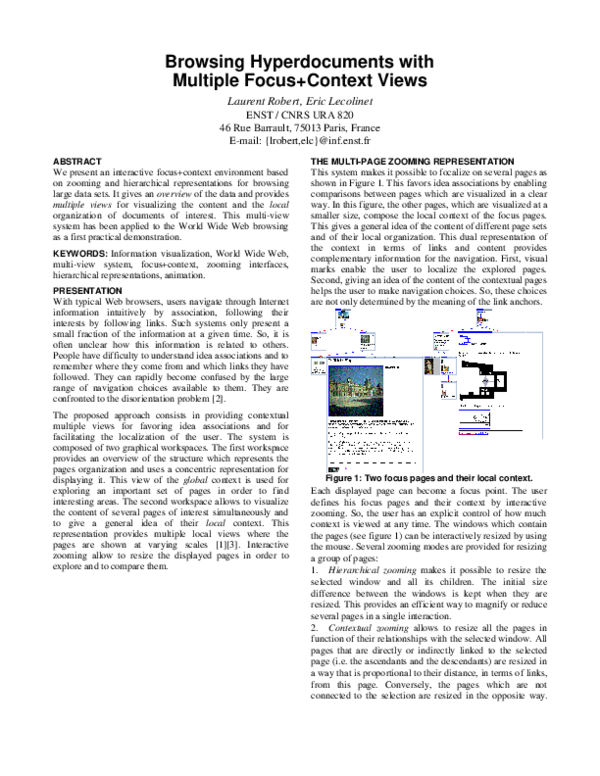 (PDF) Browsing hyperdocuments with multiple focus+context views