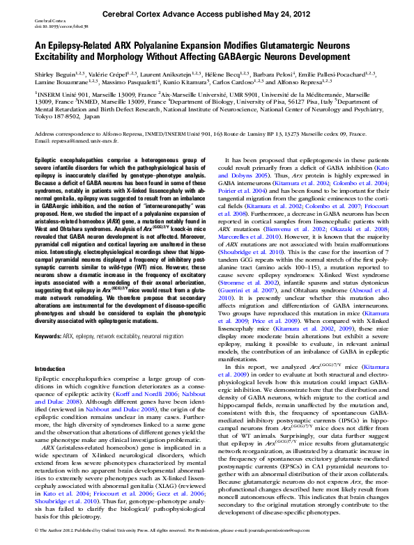 (PDF) An Epilepsy-Related ARX Polyalanine Expansion Modifies ...