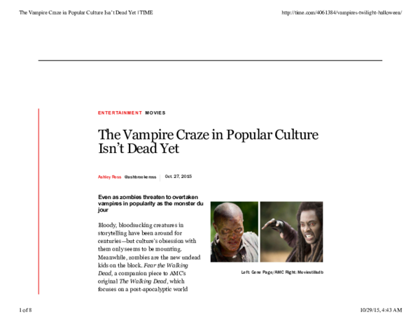"The Vampire Craze in Popular Culture Isn’t Dead Yet" (TIME Magazine ...