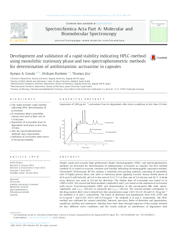 (PDF) Development and validation of a rapid stability indicating HPLC-method using monolithic ...